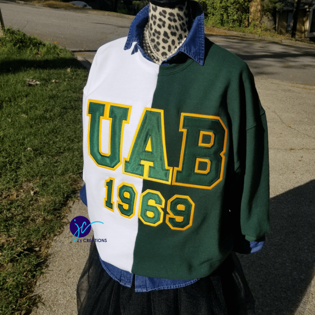 Embroidered UAB Blazers 1969 Half and Half Crew Neck Unisex Sweatshirt ...